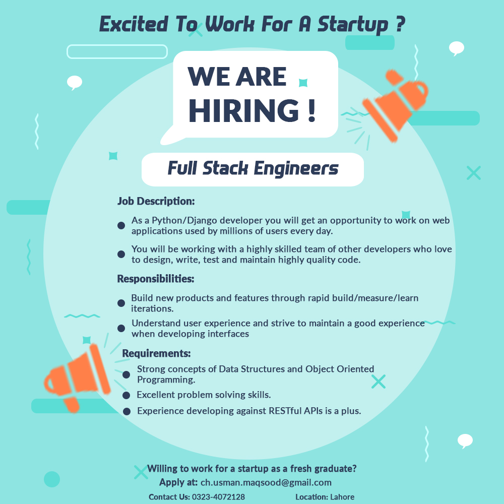 Career Opportunity for Full Stack Python Engineer (Fresh Graduates ...