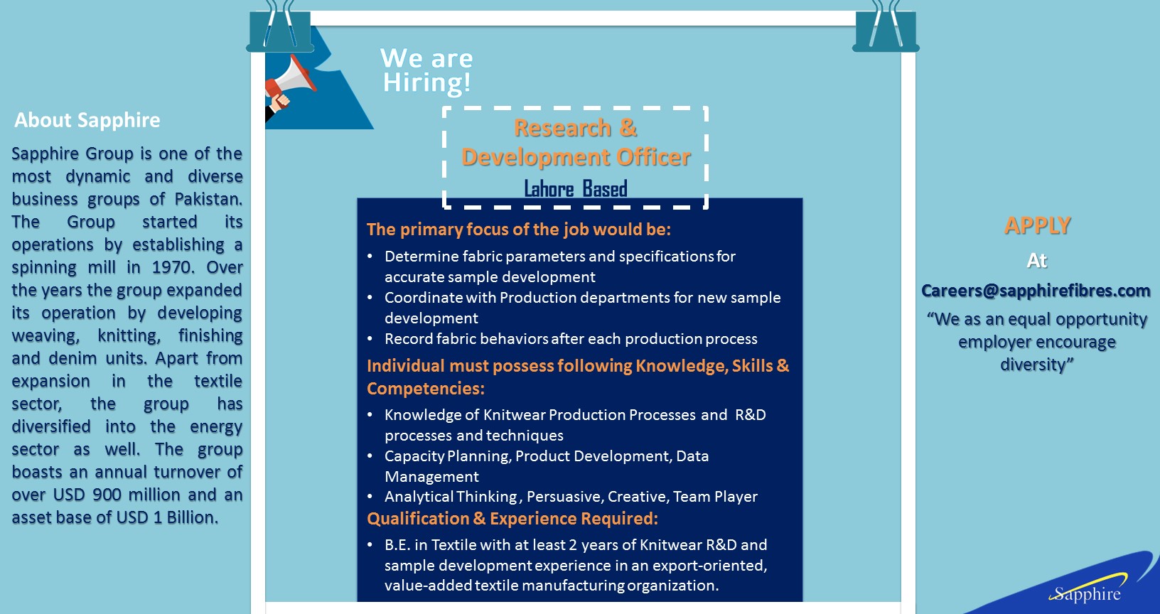 Job Opportunities At Sapphire SFL Group – Financial Aid and Career Services