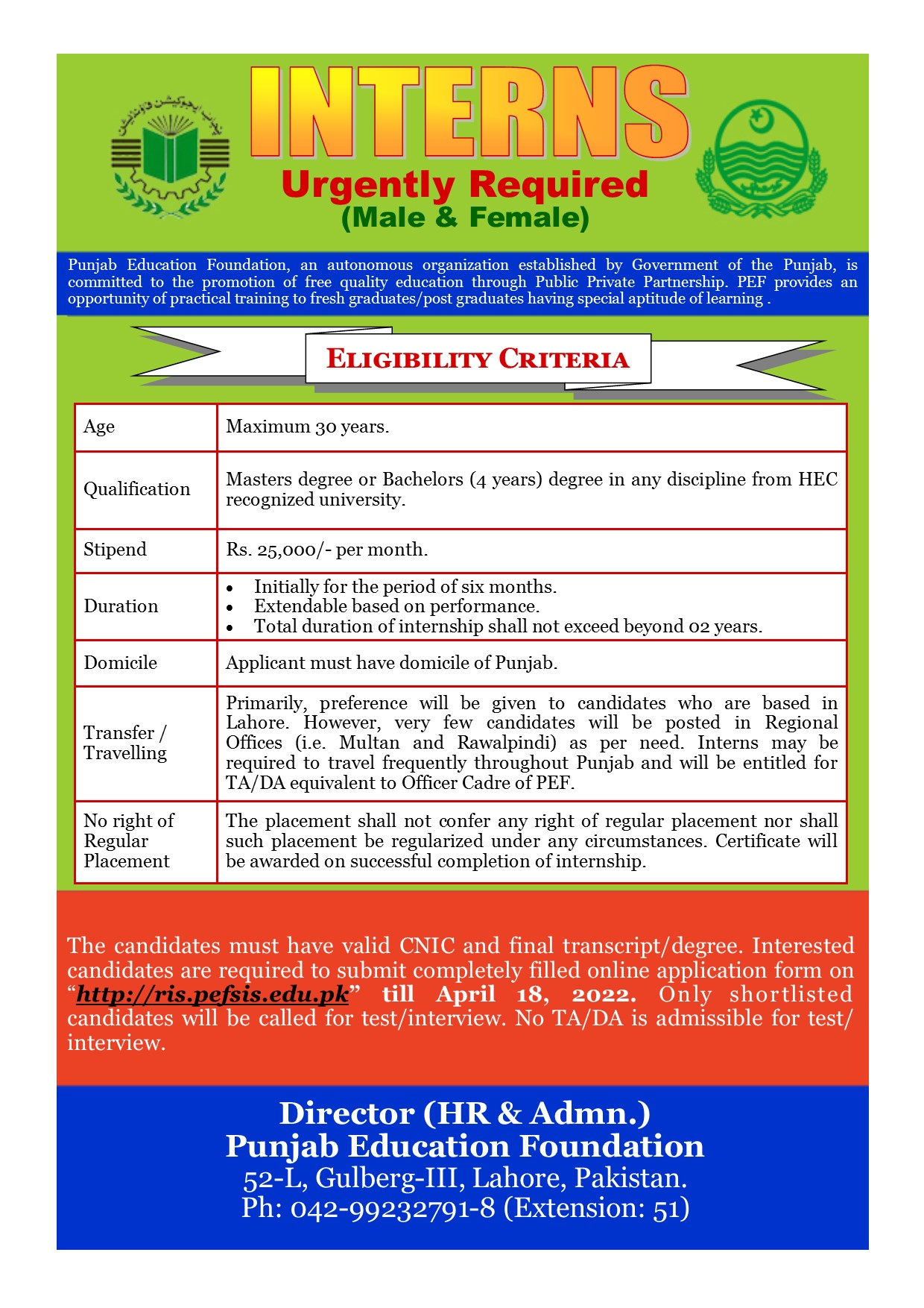 Advertisement of INTERNS – Financial Aid and Career Services