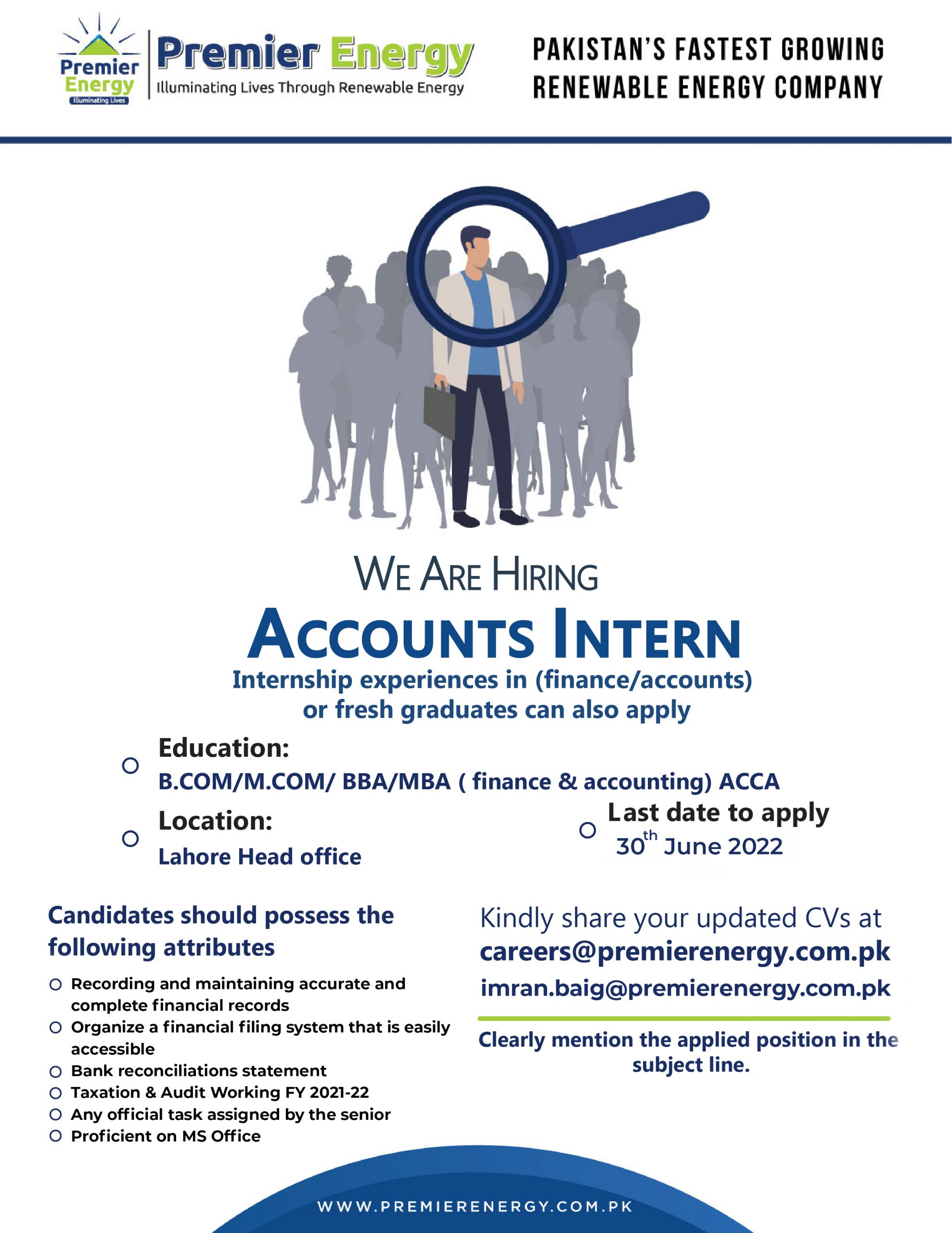 Paid Internship Opportunity at Premier Energy for UET students ...