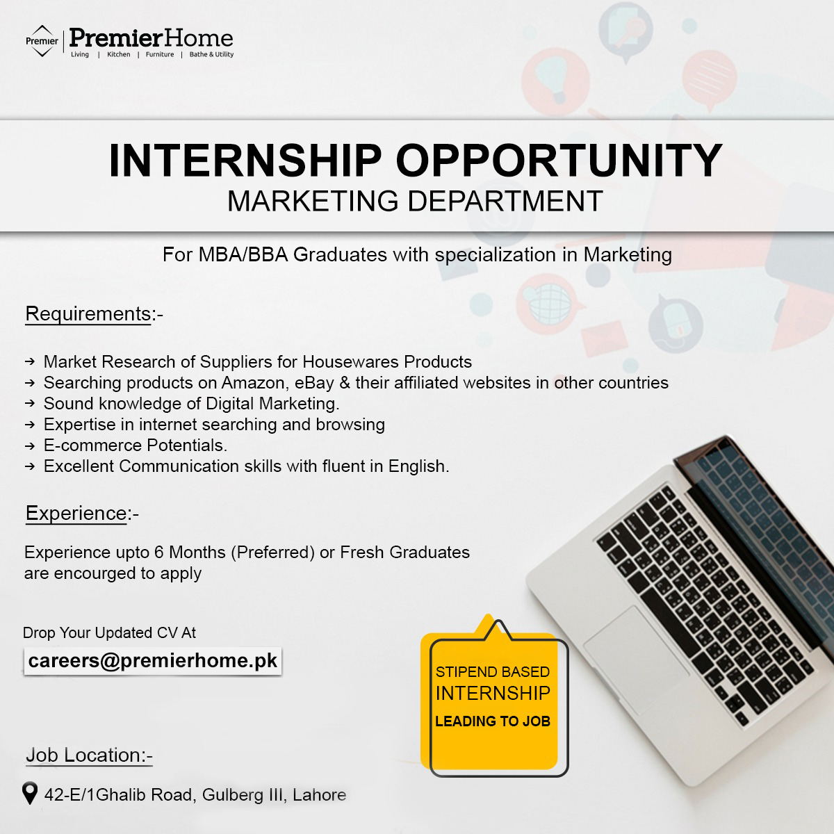 Paid Internship Opportunity at Premier Housewares for UET students ...