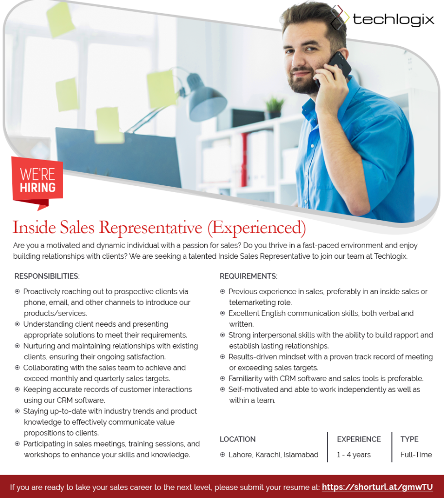 Job Advertisement – Techlogix – Financial Aid and Career Services